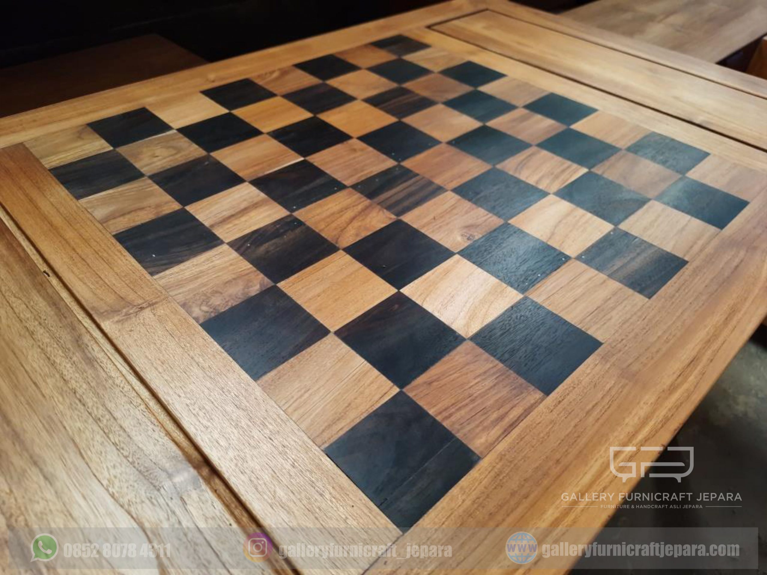 Meja Catur Kayu Jati Mix Sonokeling dengan 4 laci – Gallery Furnicraft ...