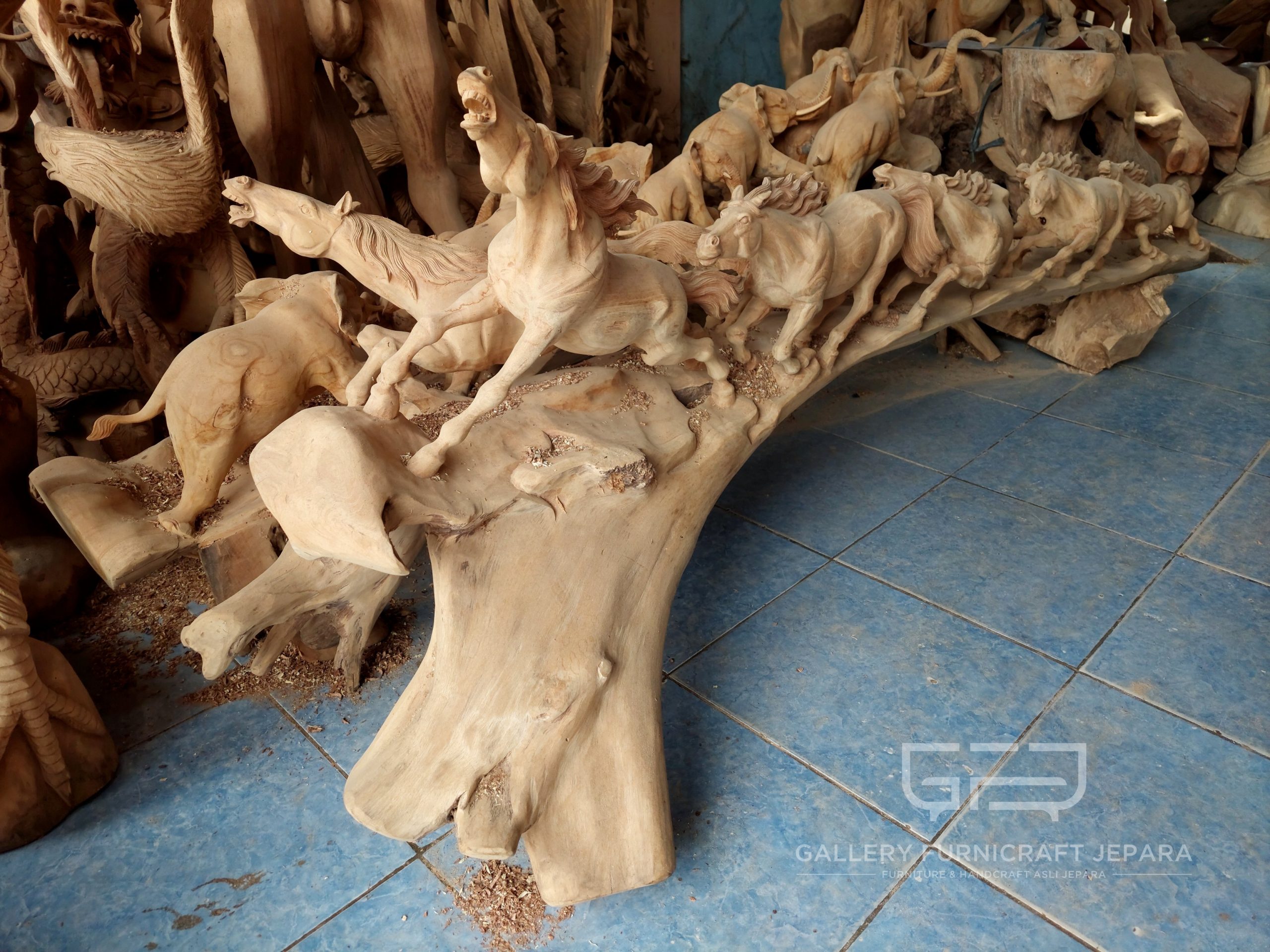Relief Patung Kuda Kayu Jati Solid – panjang 240cm – Gallery Furnicraft ...
