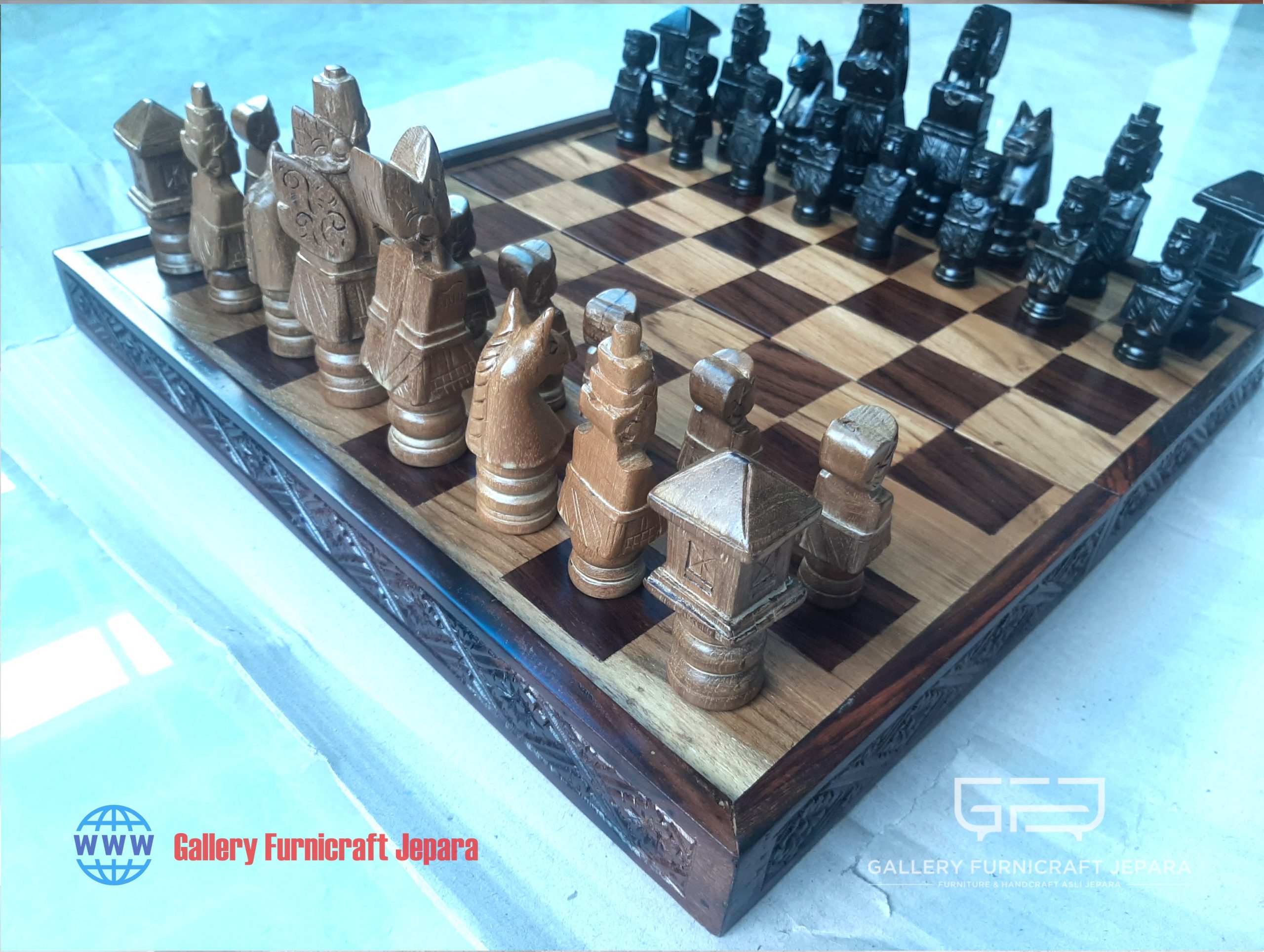 Catur Pion Pewayangan Jati Sonokeling – Gallery Furnicraft Jepara