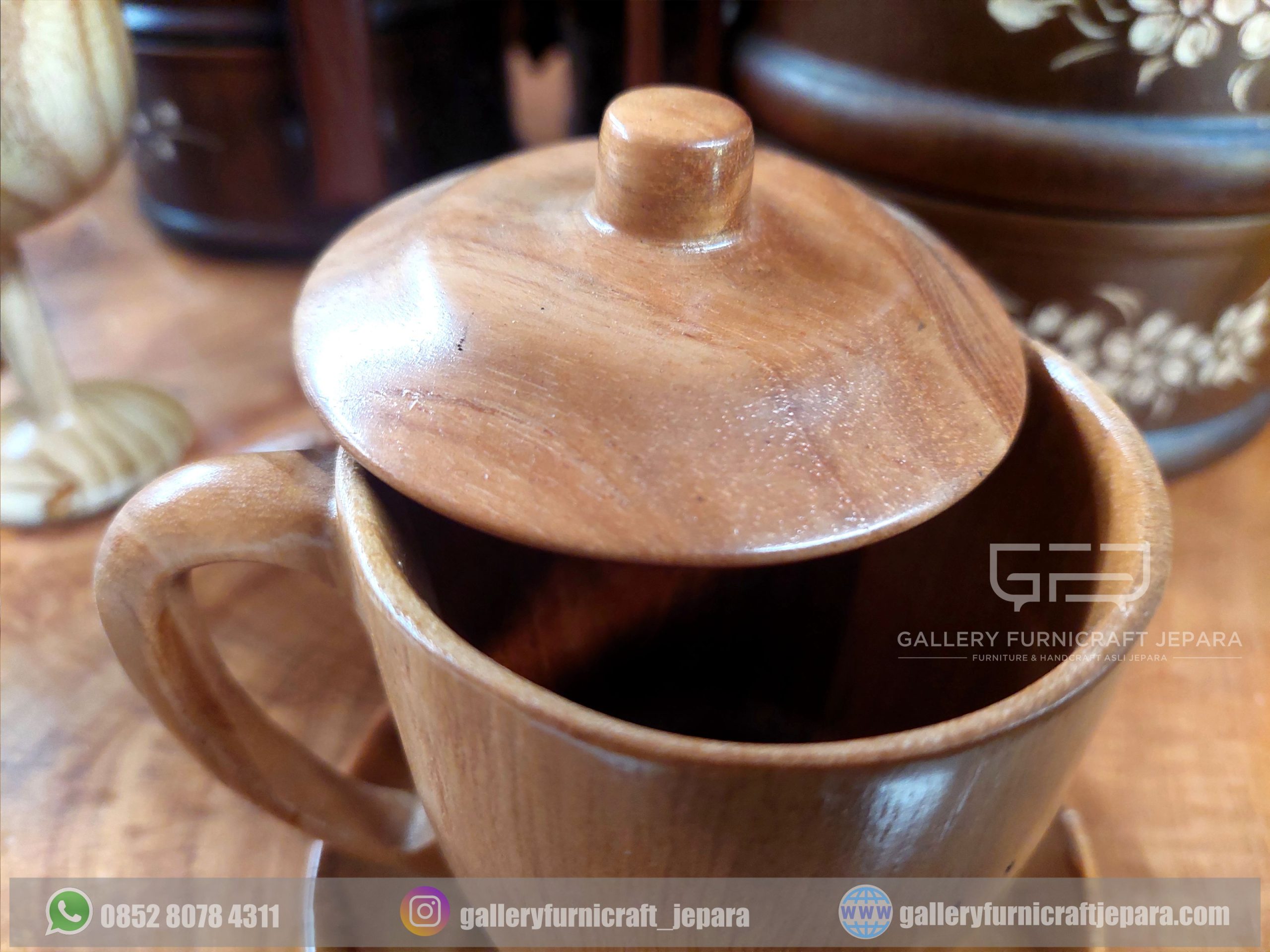 Handcraft Jepara – Gelas Kayu Jati Fullset – Gallery Furnicraft Jepara