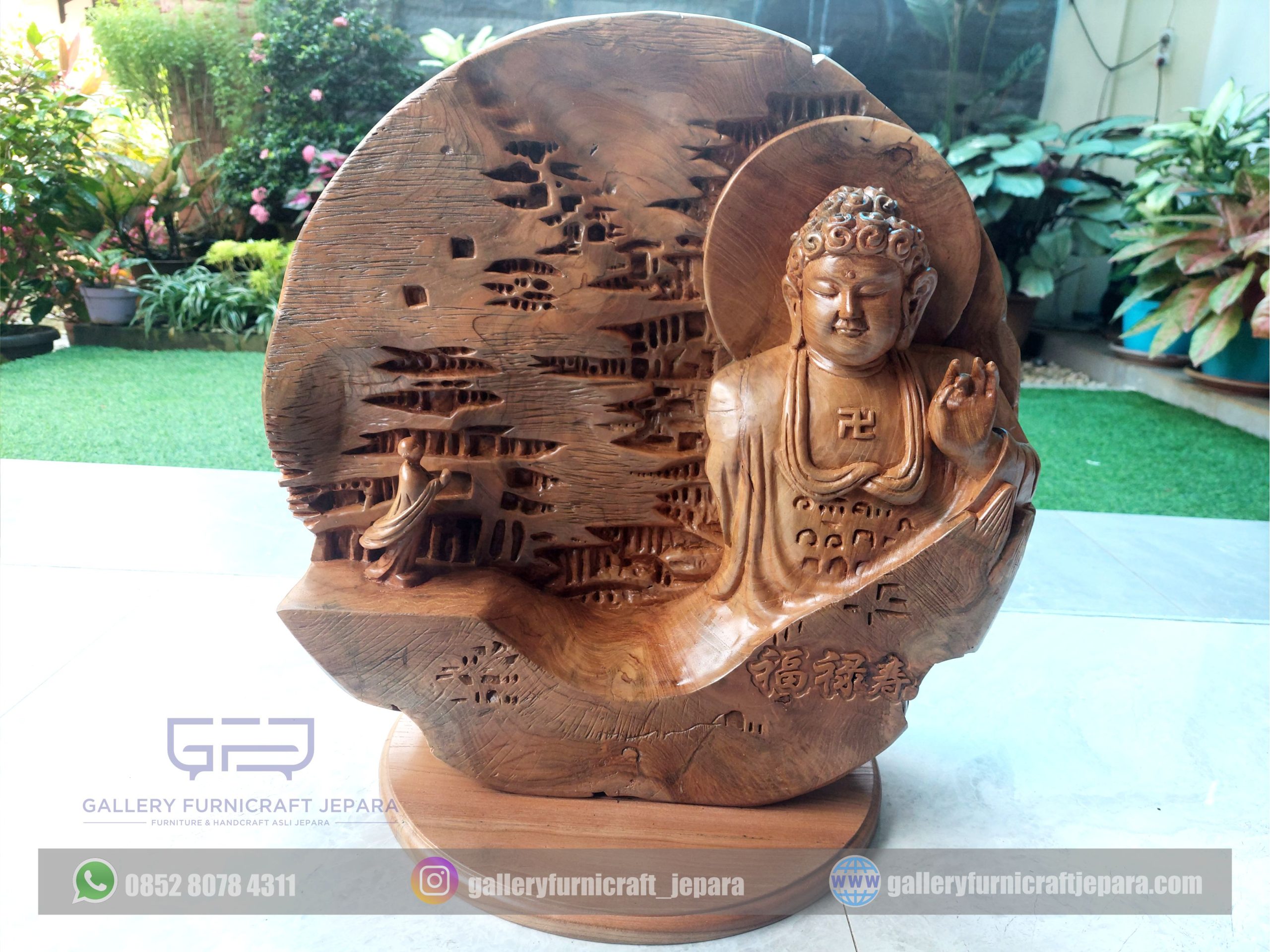 Custom Lukisan Patung Budha Kayu Jati Antik 50cm – Gallery Furnicraft ...