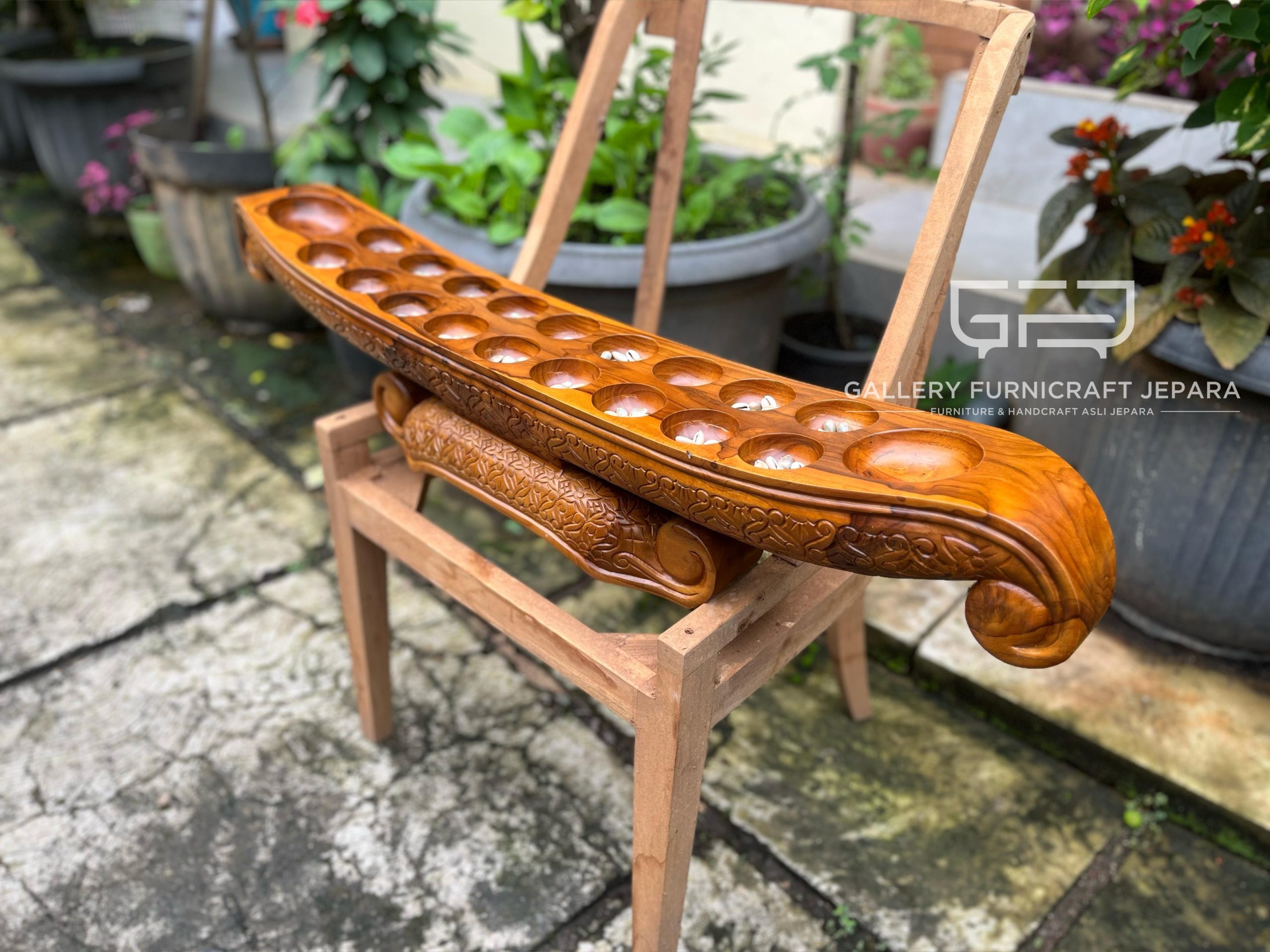 Congklak Gamelan 9 Lubang Fullset Biji Kerang Kayu Jati Salak Muda ...